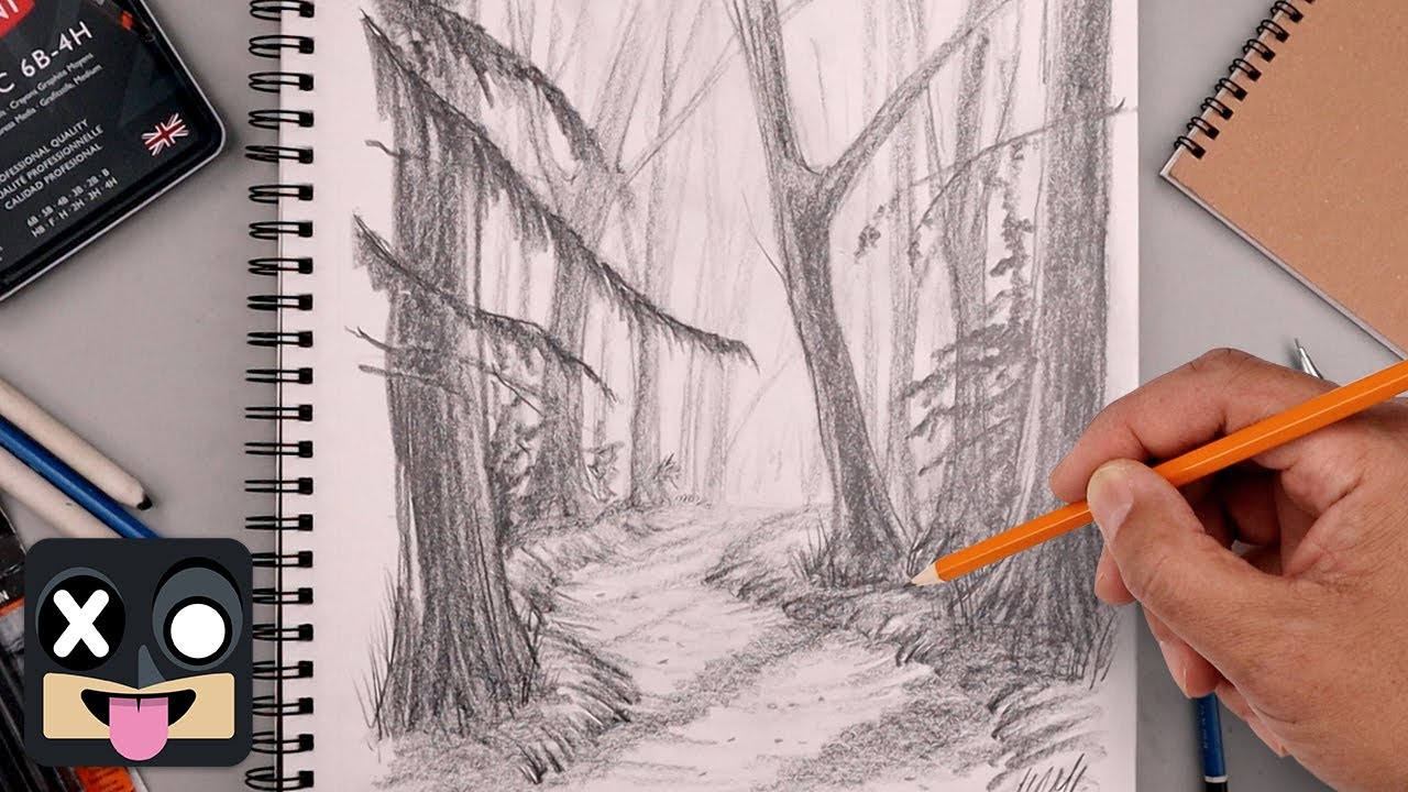 How To Draw a Forest Landscape | Step by Step Art Lesson