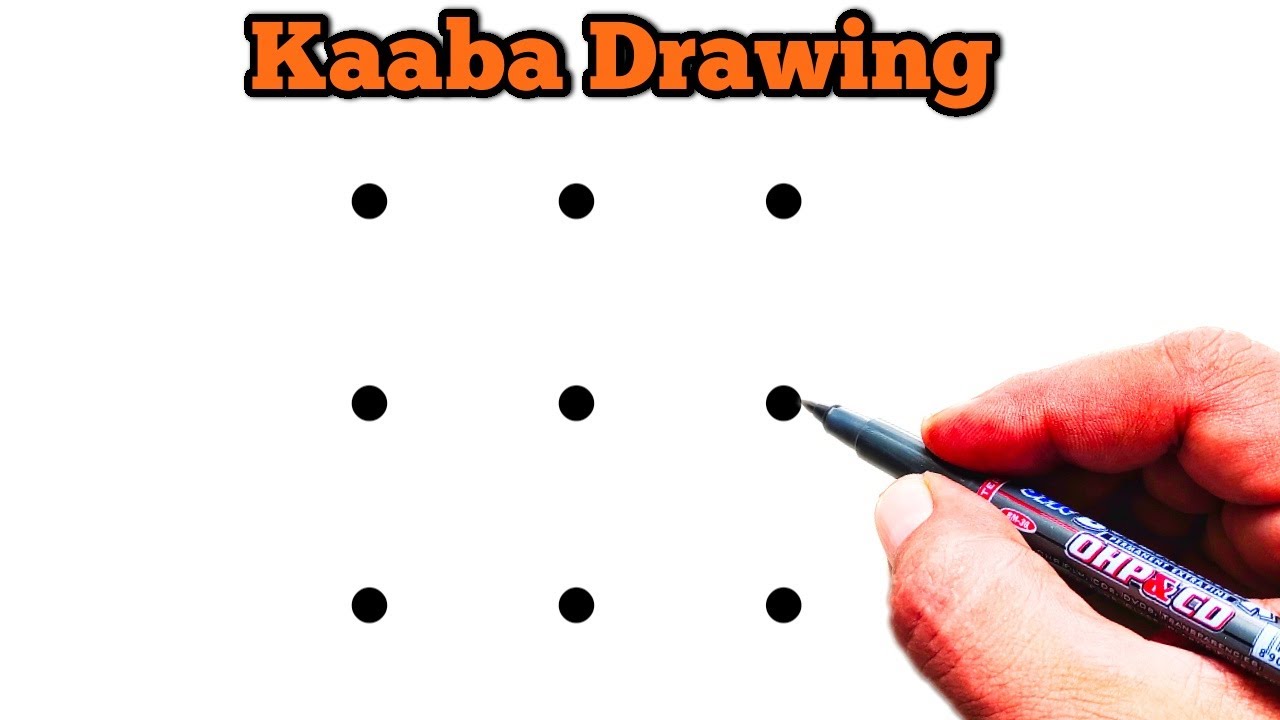 Kaaba Drawing Tutorial | How To Draw An Kaaba With 9 Dots Easy | Dots drawing