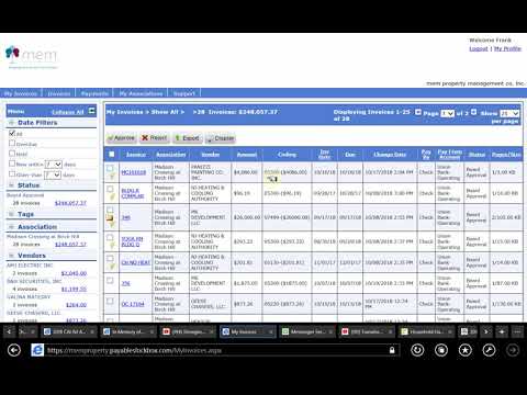 The MY INVOICES screen