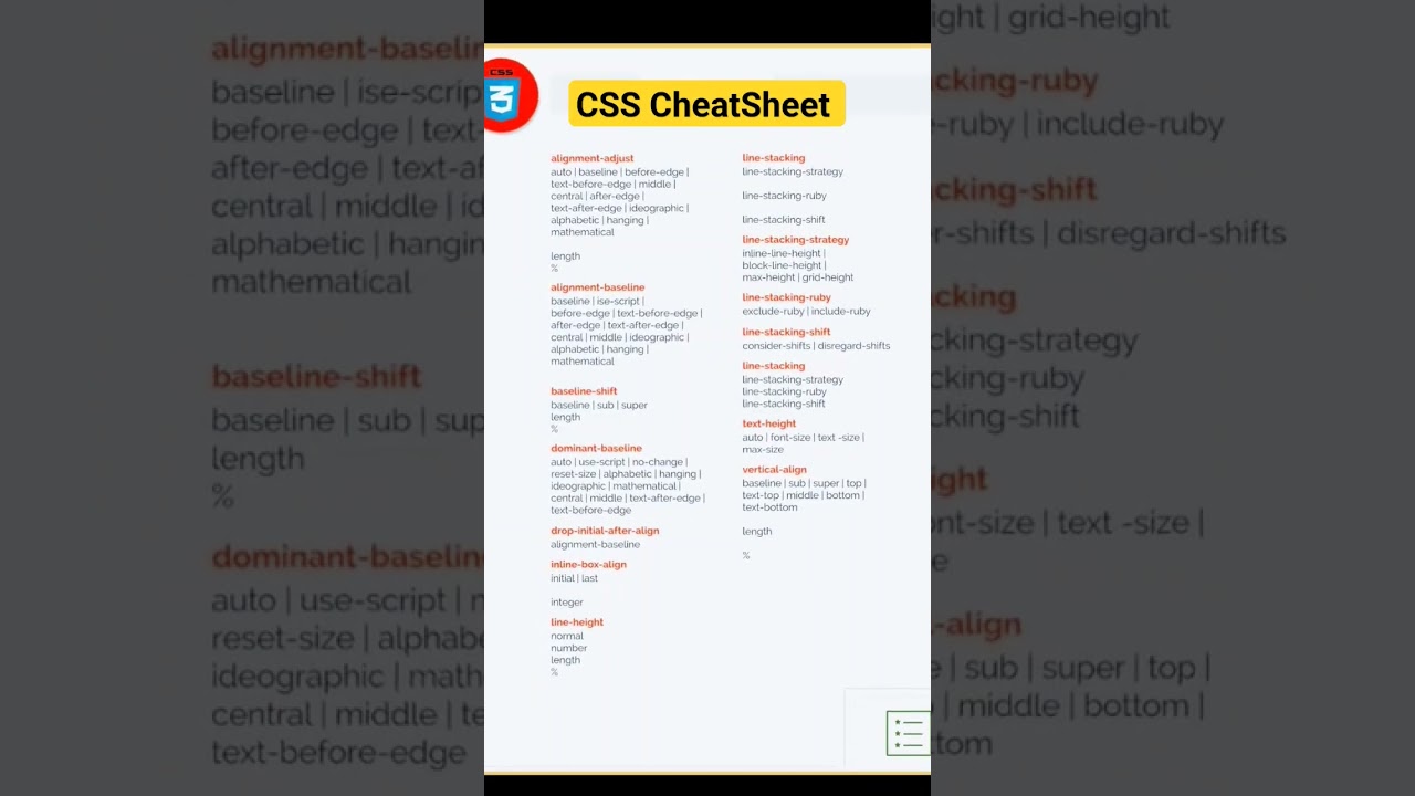 CSS Cheat sheet for Beginners🤗 #css #html #trending #viral #learn #programming #notes #cheetsheet