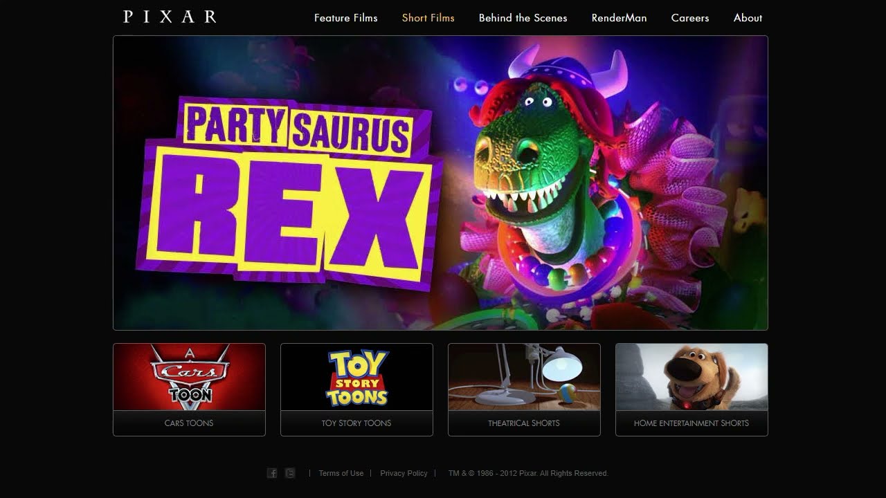 Pixar website in 2012