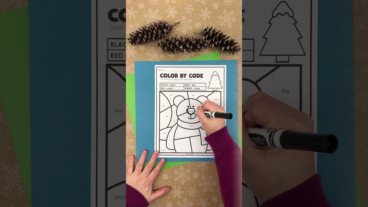 Color by Code Winter Coloring Pages for Kids #winter #coloring #kidslearning #preschool