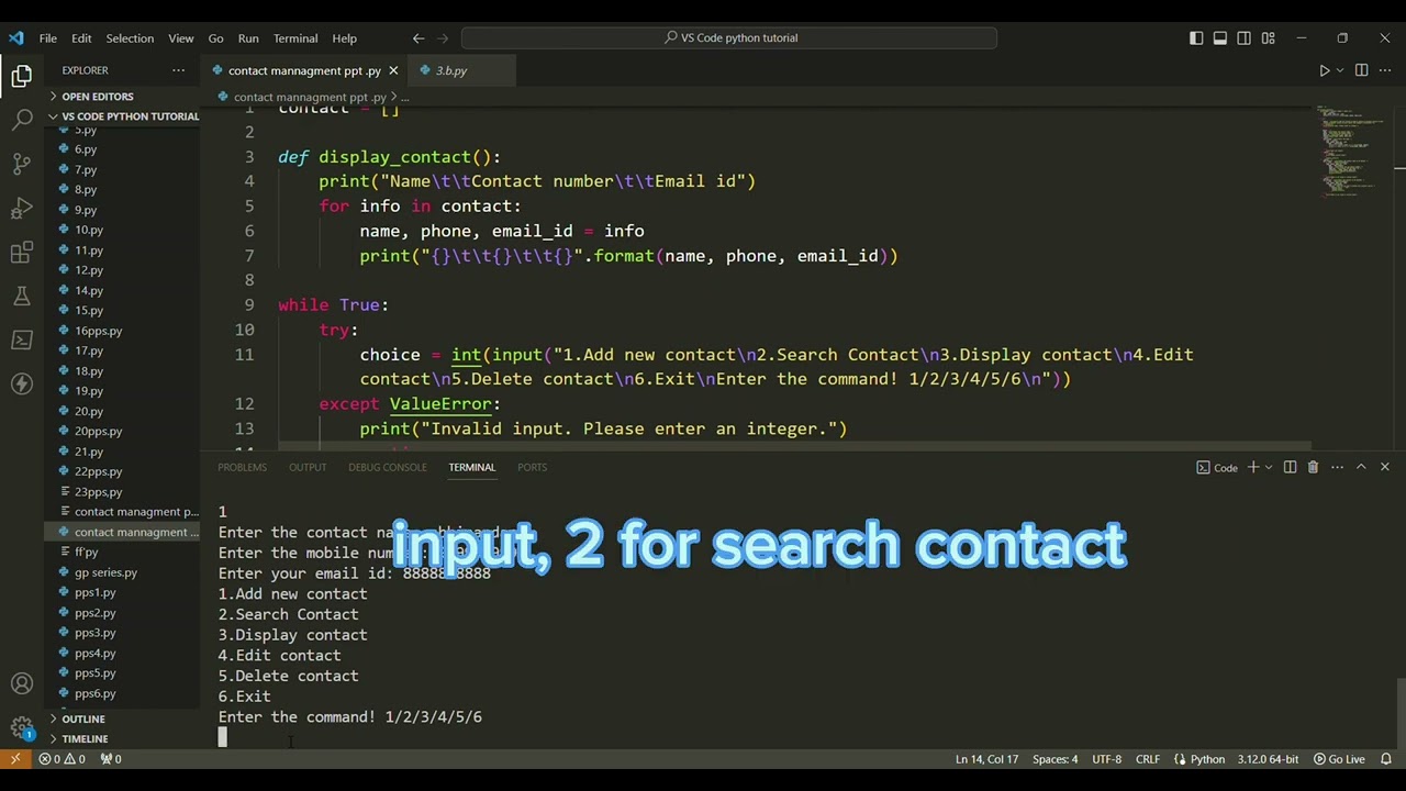 Python code on contact management , (Akshat raj & Abhinandan kumar)