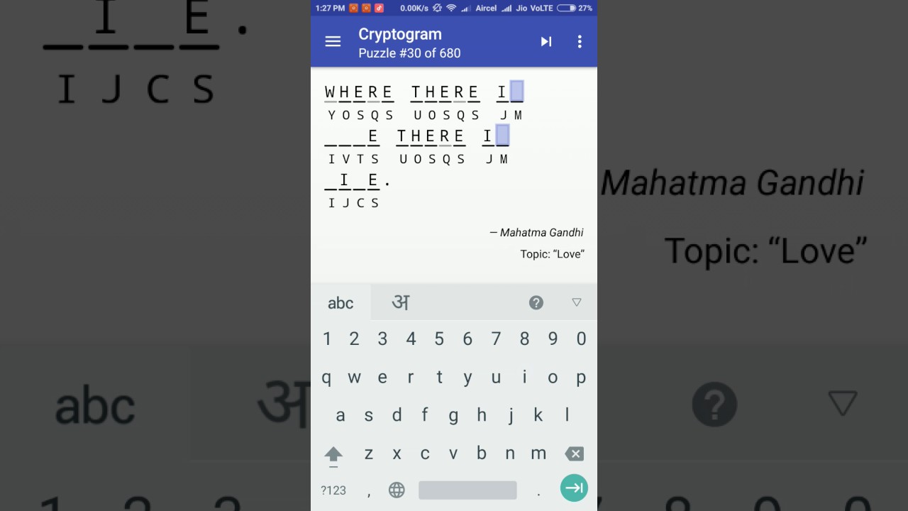 Cryptogram Puzzle #30 Android Quote Answer