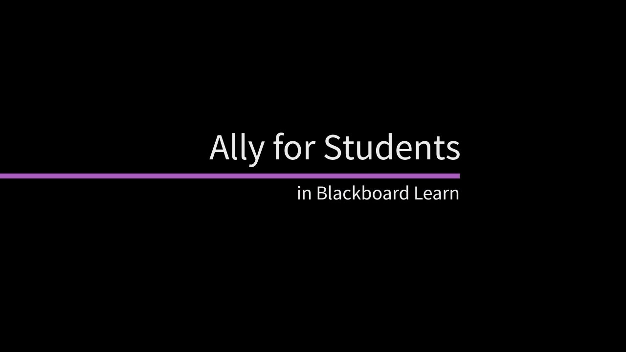 Ally for Students in Blackboard