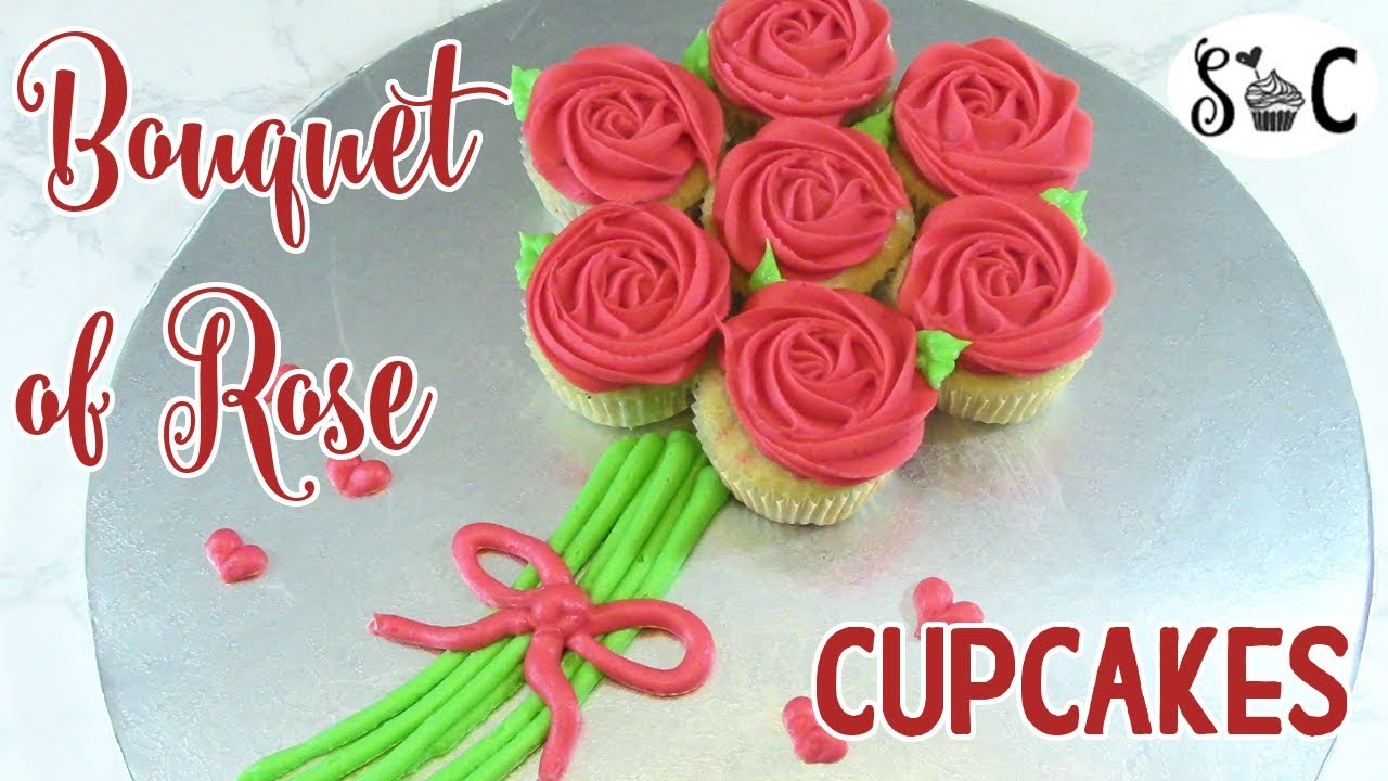 A beautiful bouquet of ROSE CUPCAKES!!
