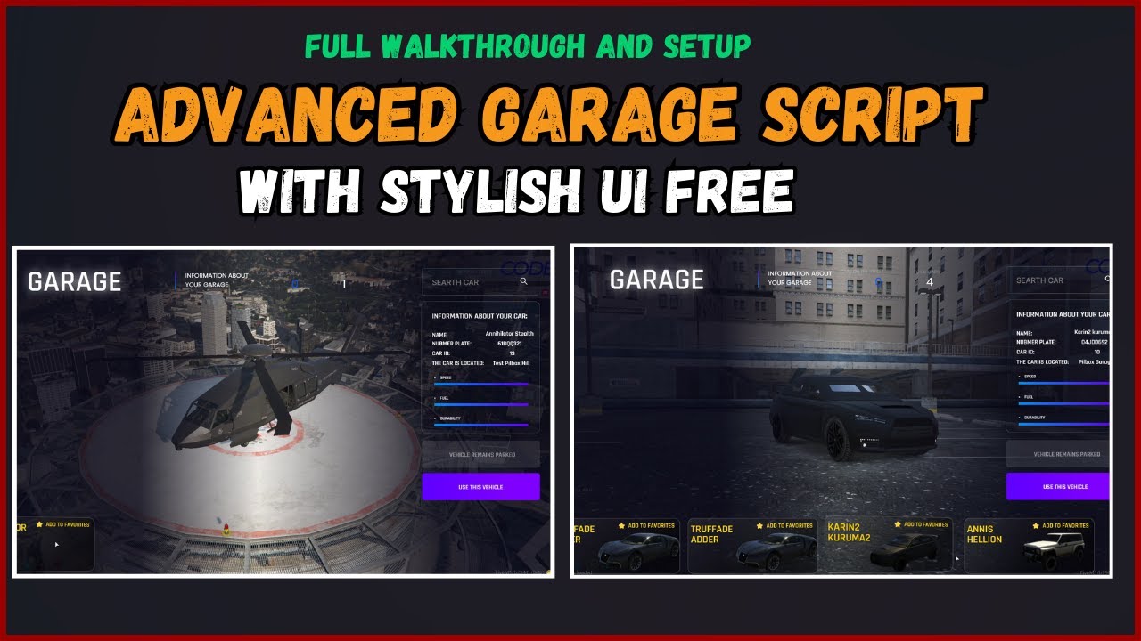 Free Script | QBcore | ESX | Advanced Garage Script | With stylish UI | Installation Video