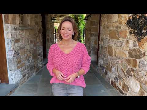 Pink Chenille Knit Deep V Dolman Sleeve Sweater