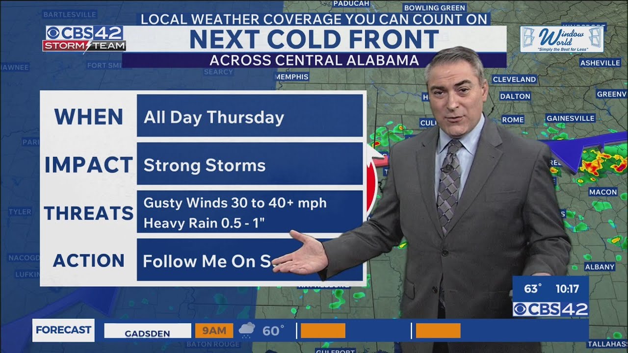 Strong Storms Thursday, Warmer With Sunshine This Weekend - CBS42 News @ 10pm