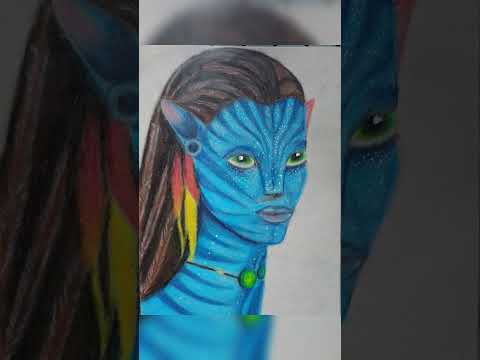 Drawing Of Neytiri from Avatar with oil pastels easy tutorial| How to draw Neytiri from Avatar movie
