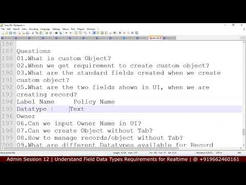 Salesforce Admin 12 | Understand Creating Fields with Different Data Types in Realtime