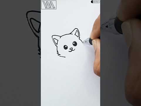 Very Easy Cat Drawing Tutorial 🐈 || how to draw a cat || #simple #cat #drawing #shorts