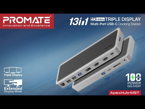 Multi-Port USB-C Docking Station | 4K@60Hz | Triple Display | 100W Power Delivery | PROMATE