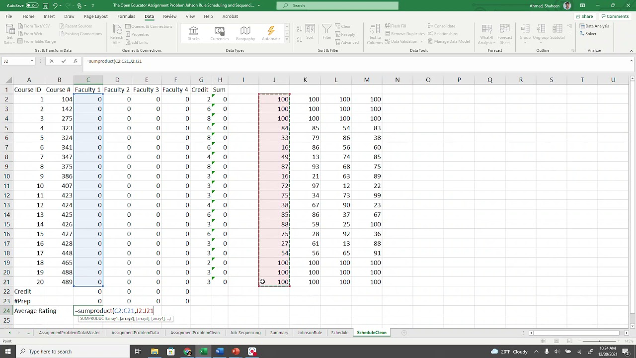 Assignment Problem Method Model Algorithm Using MS Excel Practical Example