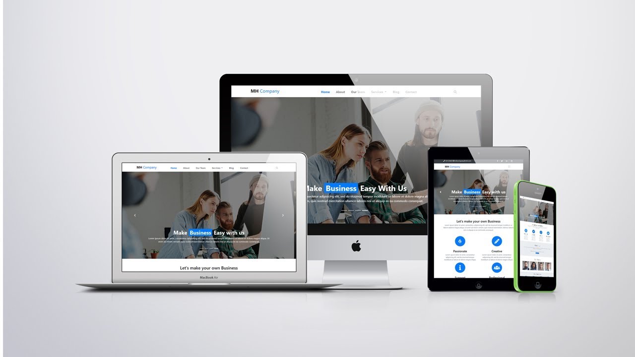 Create professional responsive template using bootstrap 4