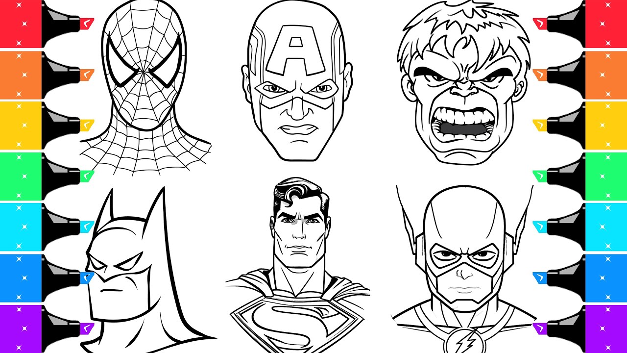 Coloring Avengers Superheroes Faces Coloring Page | Ohuhu Markers