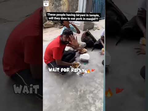 man eating beef in mandir