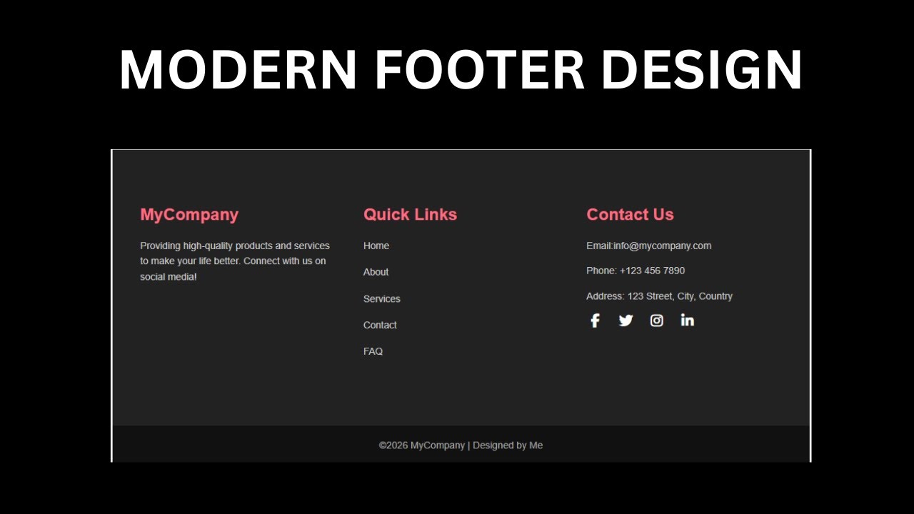 Responsive Footer Design Using HTML & CSS | Modern Website UI #FooterDesign #htmlcss