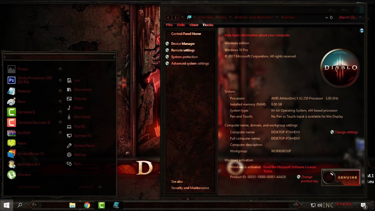 Diablo III theme for Windows 10 |Windows 10 tweaking and customization|