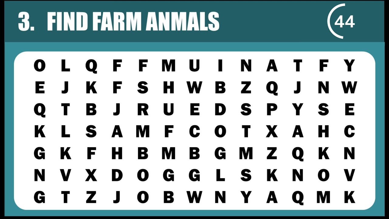 FIND FARM ANIMALS 🐰👨🏻‍🌾🐷 I WORD SEARCH | PUZZLE