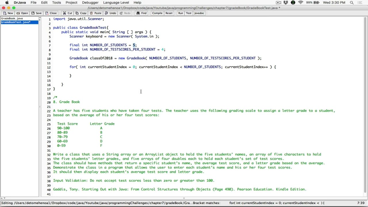 7.8. (Part 2) Grade Book - Java