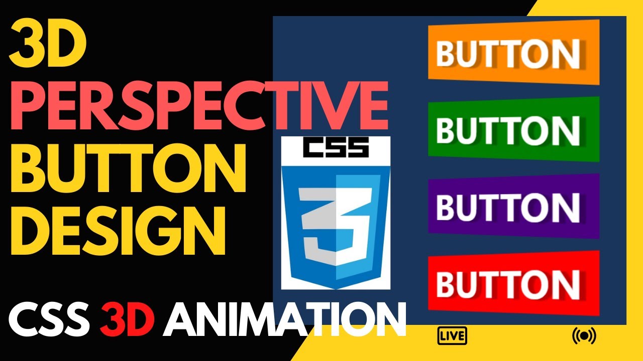 CSS 3D BUTTON Design - CSS Animation Button Design Tutorial - HTML - CSS - FreeWebsiteCode