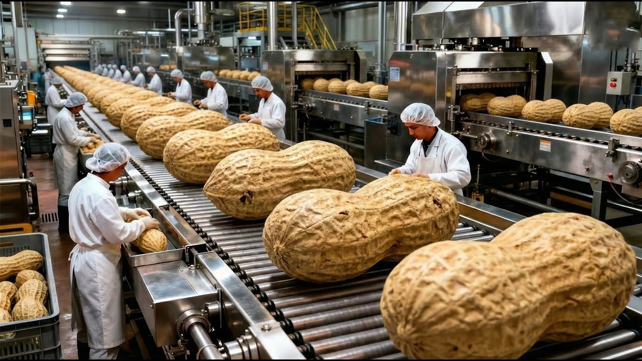 How Crunchy Peanut Butter Is Made – Inside the Modern Factory (Full Process)