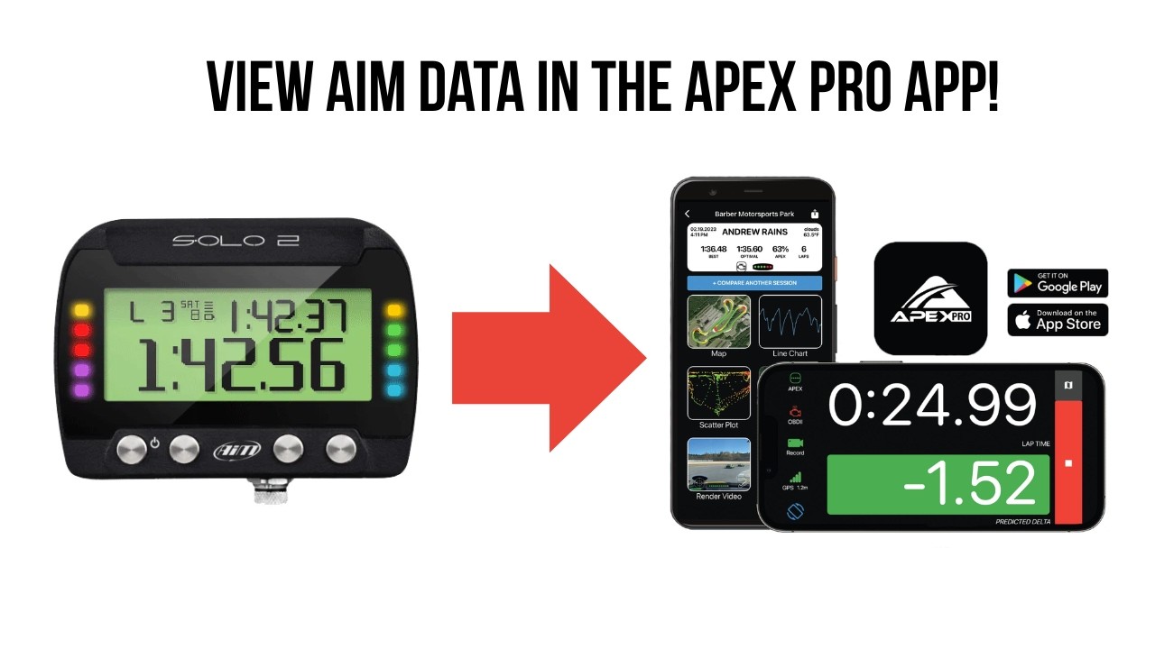 Import AiM Solo II (.xrk) Files into APEX Pro App!
