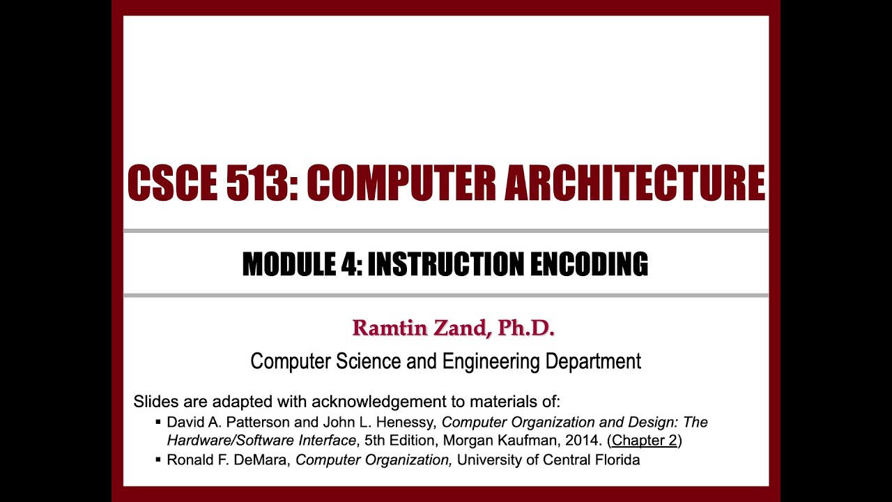 Lecture 5 - Instruction ENCODING