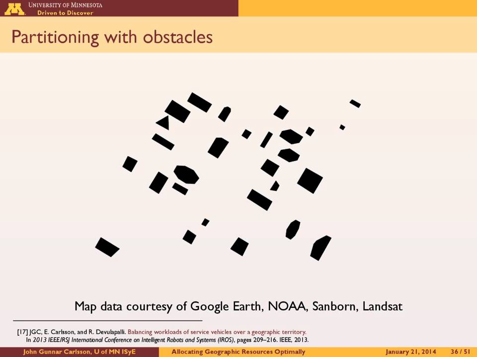 Equitable partitioning with obstacles