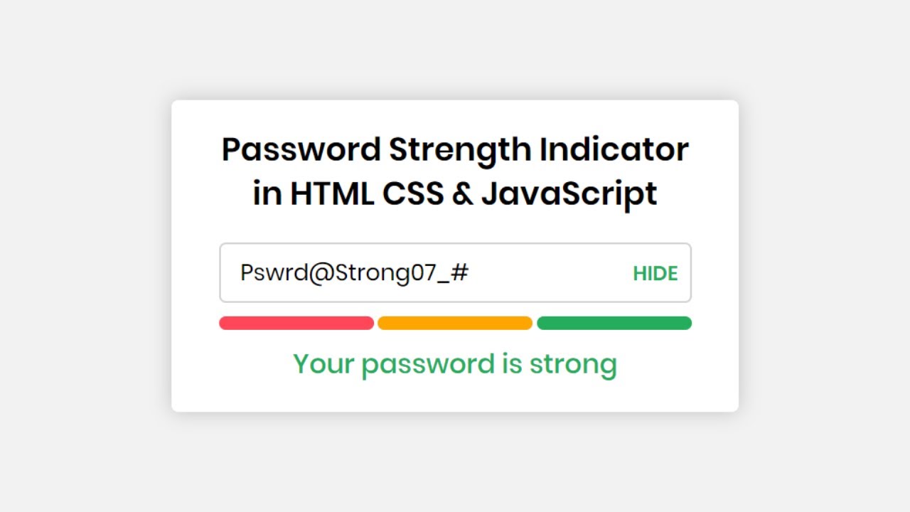 Password Strength Check in HTML CSS & JavaScript (Part -2) | CodingNepal