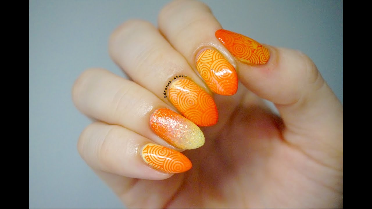 Orange Swirls - stamping and gradient nailart tutorial