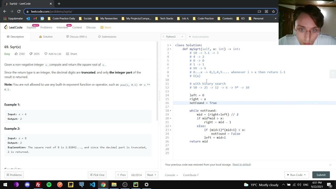 Coding Problem - Sqrt(X) - v2