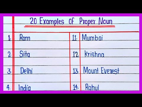 20 Examples of Proper Noun || Proper Noun Examples || Proper Noun examples in english grammar