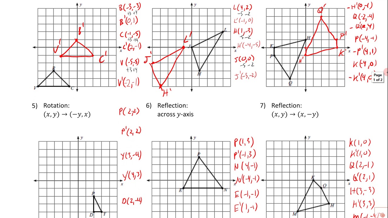 PRACTICE TEST:  UNIT 9-  Transformations
