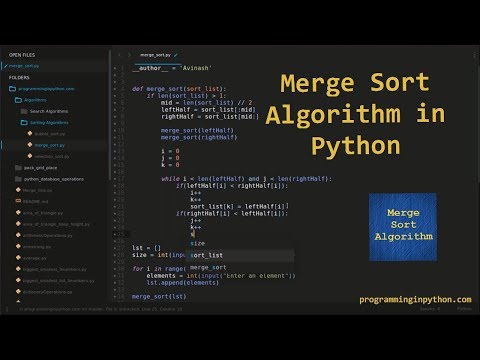 Merge Sort Algorithm in Python || Sorting Algorithms || programminginpython.com