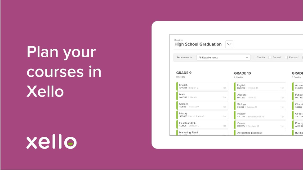 Plan Your courses in Xello