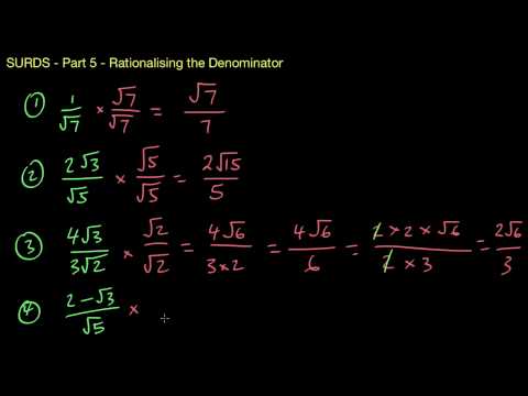 Surds/Radicals 5 - Rationalising the Denominator