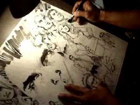 Jim Lee finishes Heroes TPB cover inking background