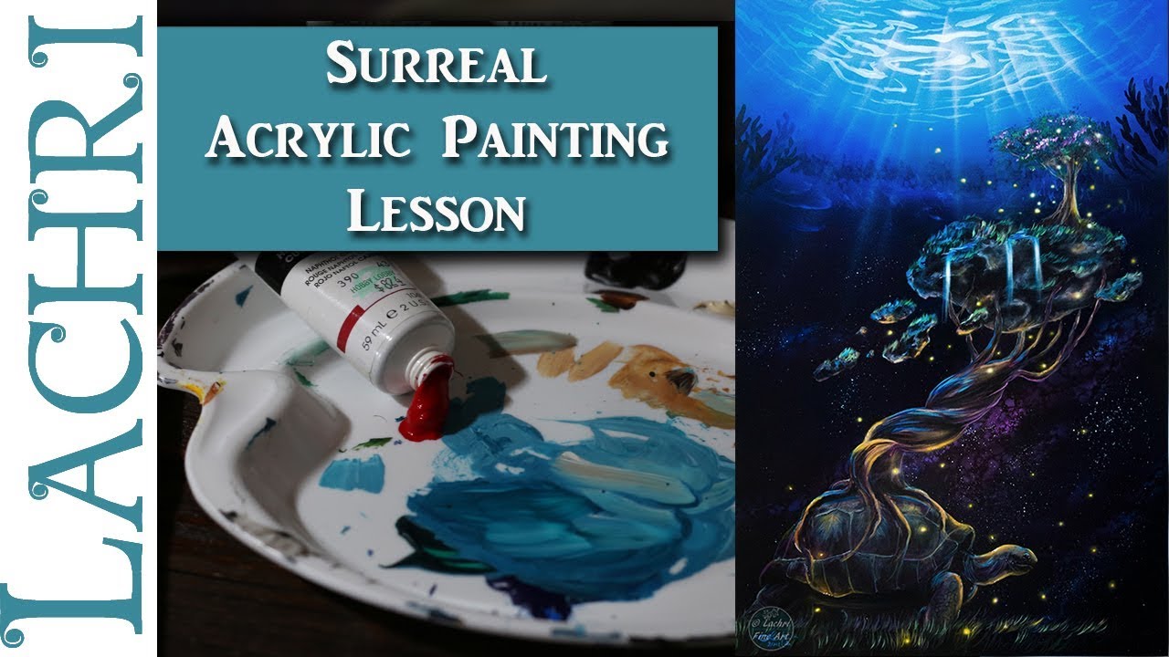 Surreal Turtle and Space acrylic painting - Time Lapse Demo by Lachri