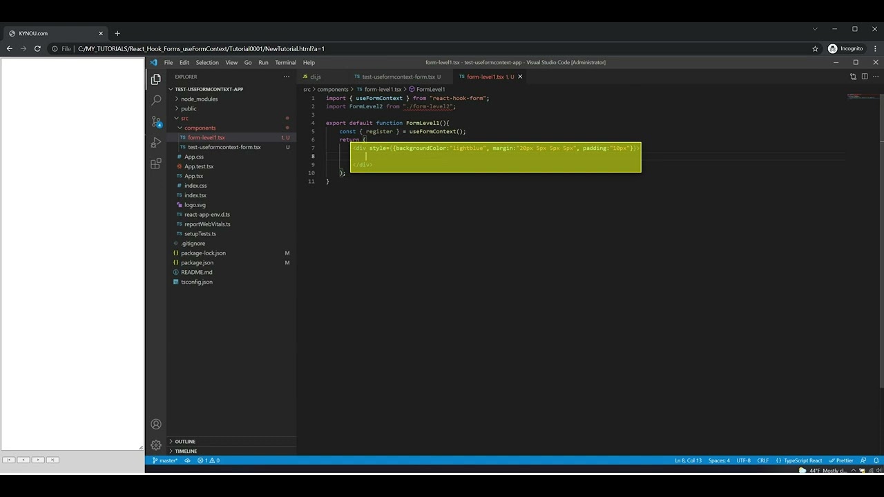 React, TypeScript, React Hook Form and useFormContext hook