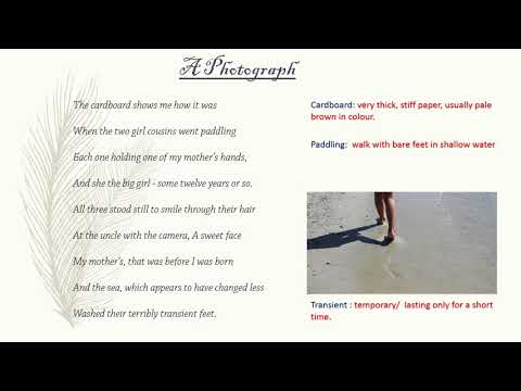 A Photograph by Shirley Toulson line by line explanation in English.