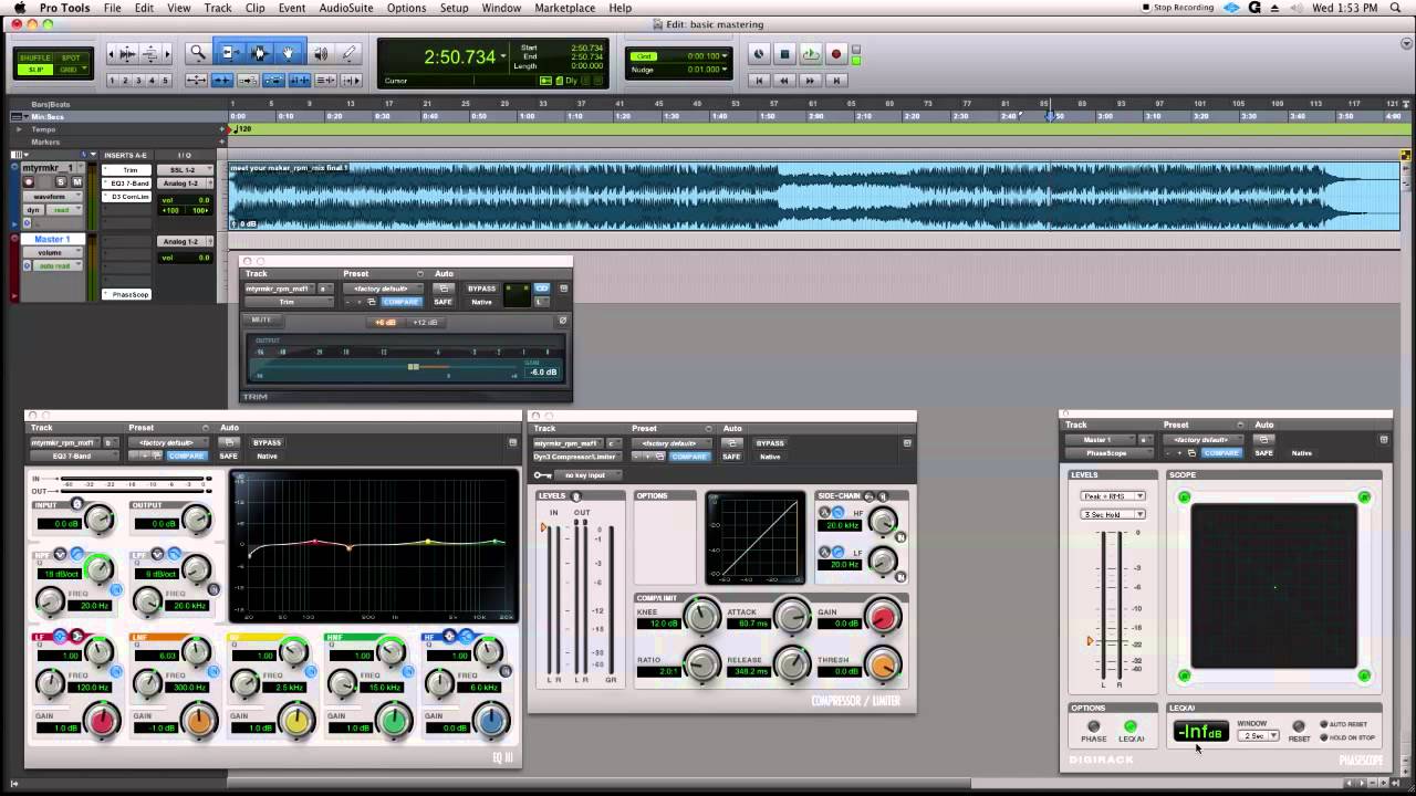 Pro Tools Tutorial | Basic Mastering | Part 2 | Compressor Settings