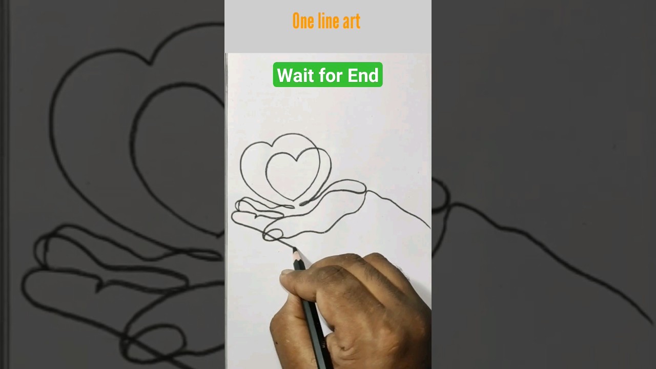 Hand holding heart sign❤️ Continuous One line art #shorts #heart