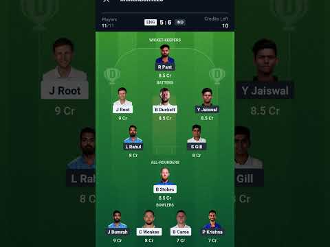eng vs ind Dream11 Prediction || eng vs ind || eng vs ind match Prediction ||