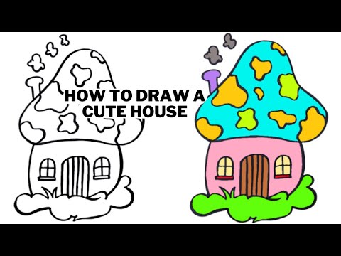 HOW TO DRAW A Mushroom HOUSE EASY STEP BY STEP | Easy drawings for kids | House drawing | Artcity