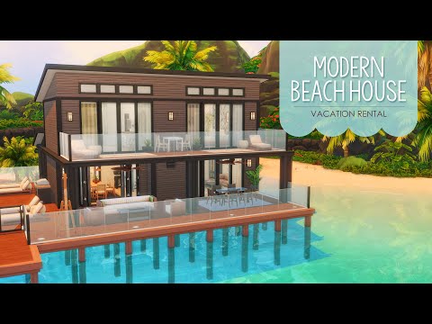 Modern Beach House Vacation Rental | The Sims 4 Stop Motion Build | NoCC