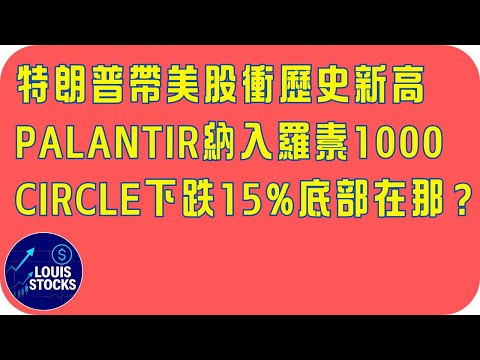 特朗普帶美股衝上歷史新高!PALANTIR納入羅素1000!CIRCLE暴跌15%底部在那?