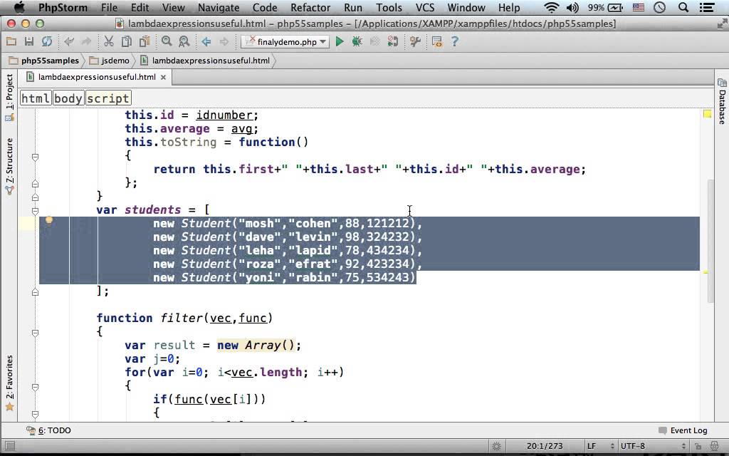 Practical Sample for Lambda Expressions in JavaScript