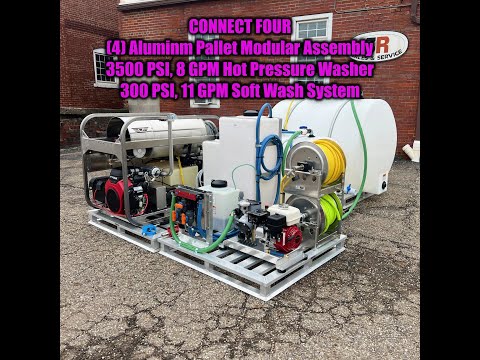CONNECT FOUR: 4 Piece Modular Mobile Wash System - 8 GPM Hot Washer, 11 GPM Soft Wash, 725 Gal Water